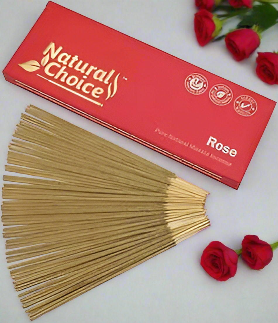 Natural Choice Incense Rose Natural Incense Sticks 100 gms (Low Smoke ...